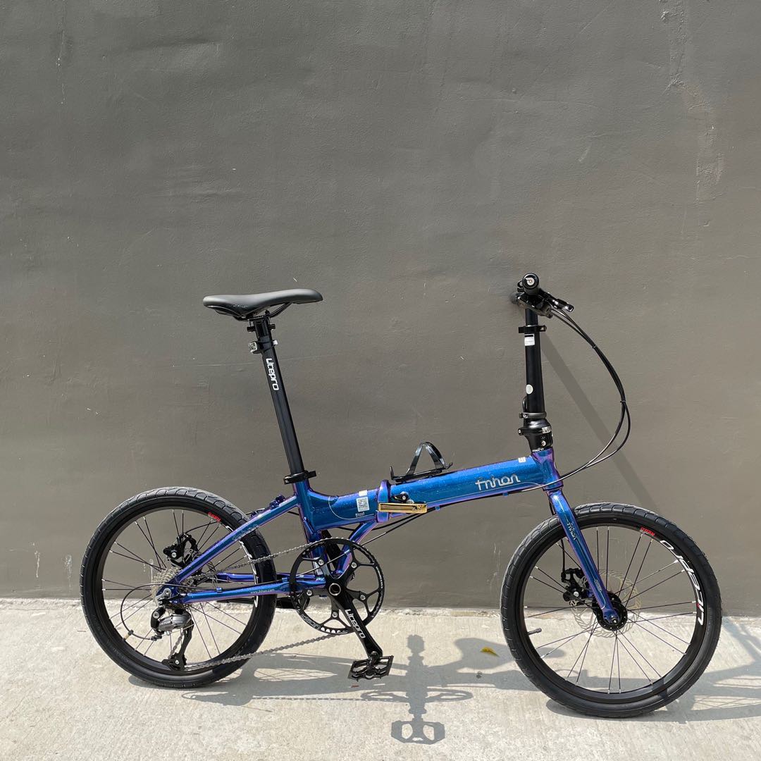 Fnhon blast foldable bike litepro shimano light weight chameleon blue, Sports Equipment ...