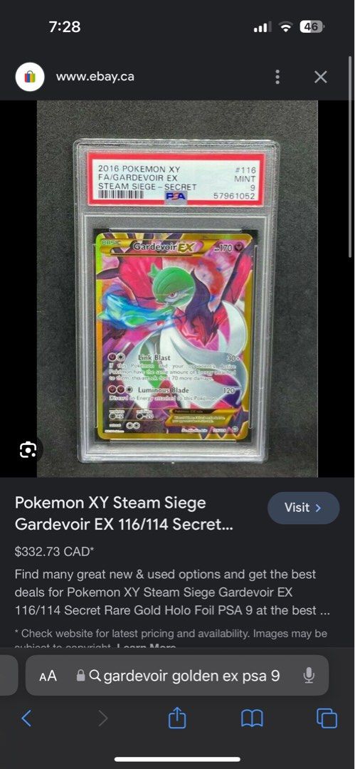 Gardevoir EX STEAM-SEIGE SECRET PSA9, Hobbies & Toys, Memorabilia & Collectibles, Vintage ...