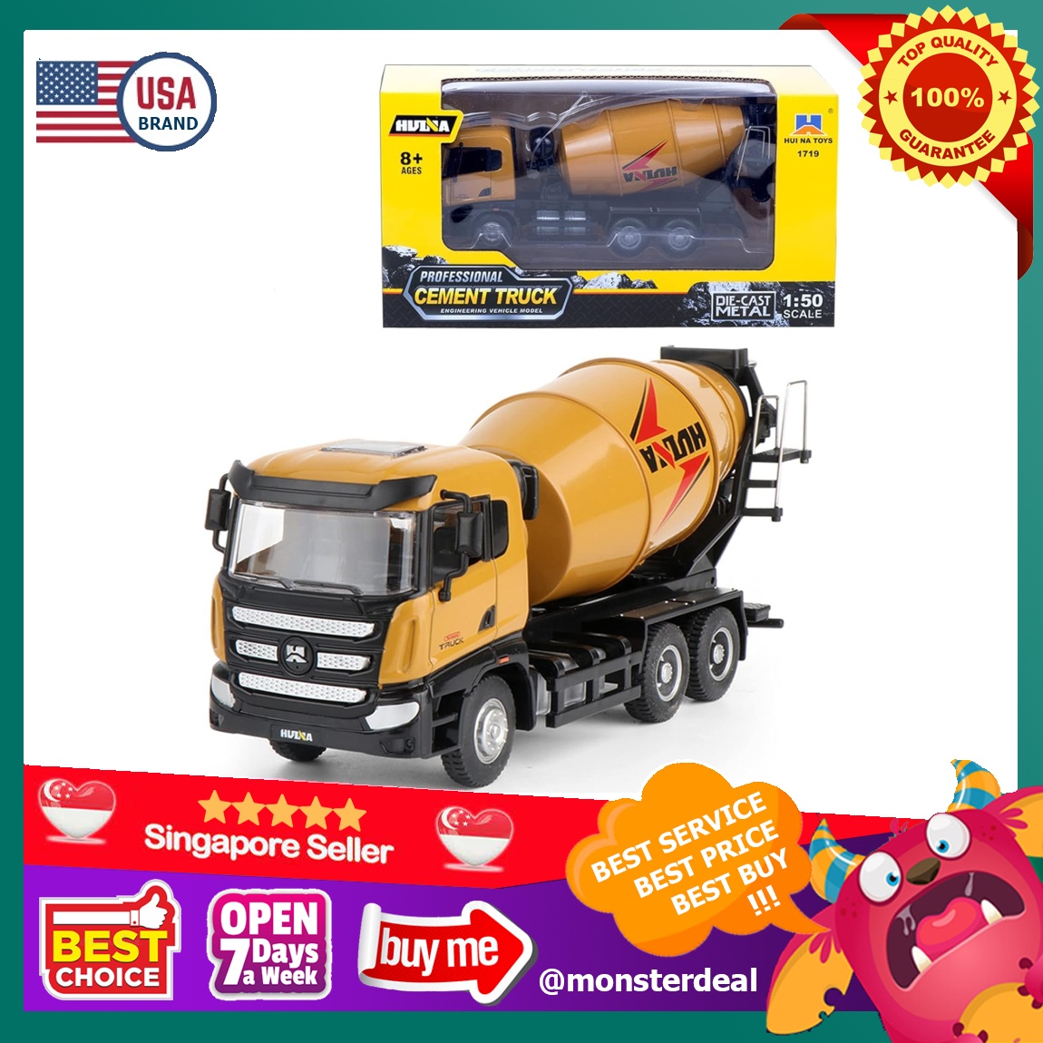 Gemini&Genius Construction Vehicle Toys Cement Truck Heavy Duty Cement ...