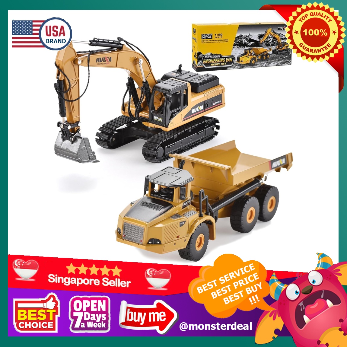 Gemini&Genius Excavator Toys, 4 Wheeled with Tracked Digger Alloy ...