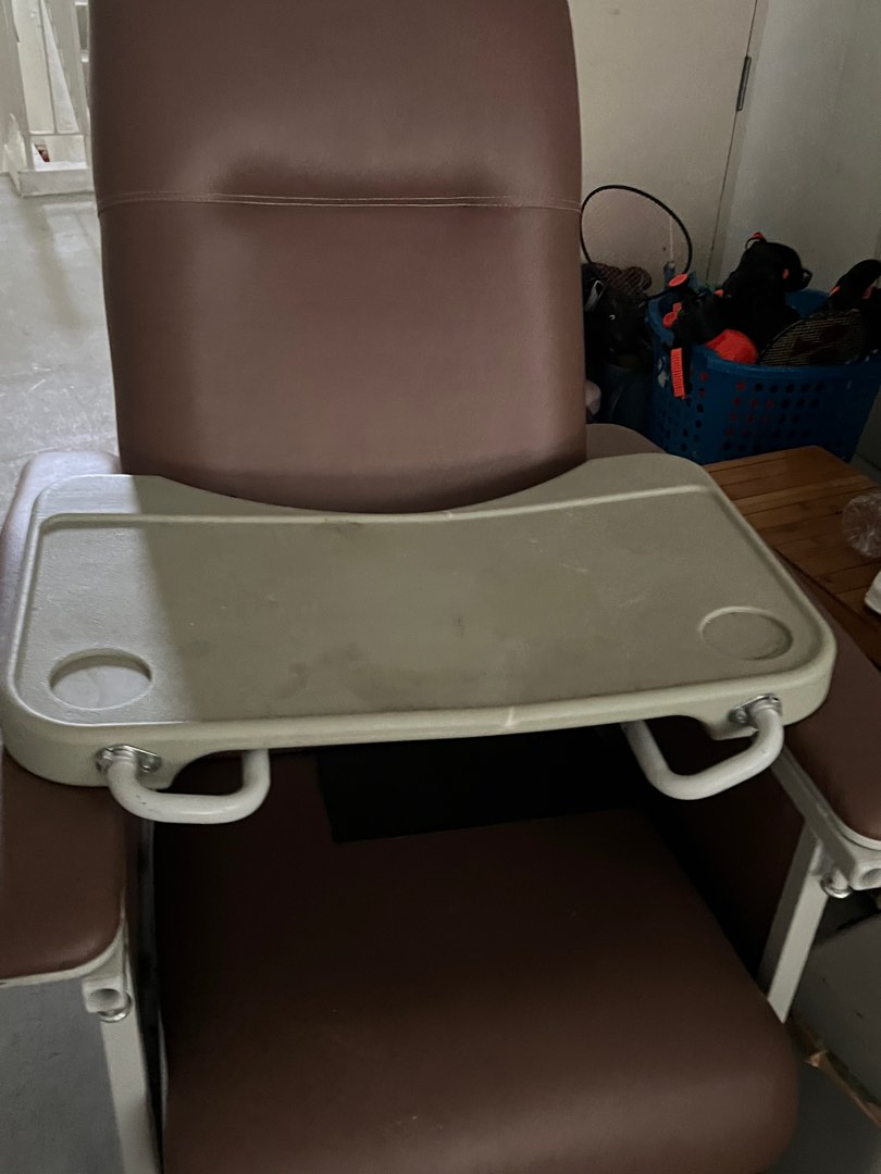 Geriatric chair with table and wheels, Furniture & Home Living ...