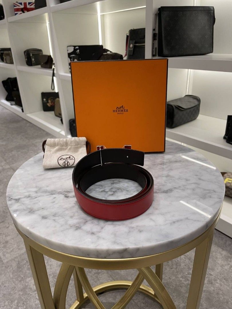 Hermes H Red Logo Belt *VIP HERMES Order, Fesyen Pria, Aksesoris, Ikat Pinggang di Carousell