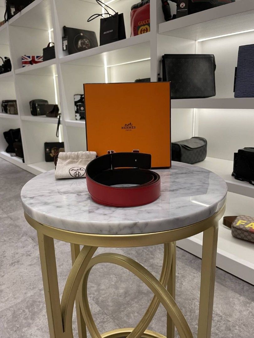 Hermes H Red Logo Belt *VIP HERMES Order, Fesyen Pria, Aksesoris, Ikat Pinggang di Carousell