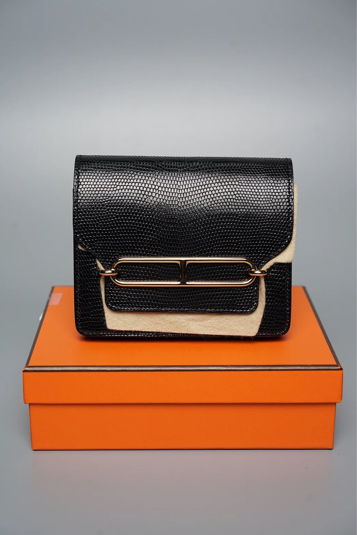 Hermes Roulis Slim in Black Lizard Pmb, Luxury, Bags & Wallets on Carousell