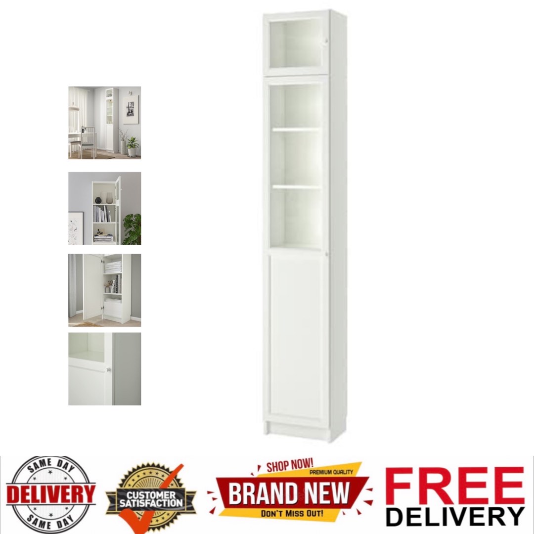 IKEA Billy bookcase BILLY / OXBERG Bookcase w hght ext ut/pnl/glss drs White/glass 40×30x237 ...