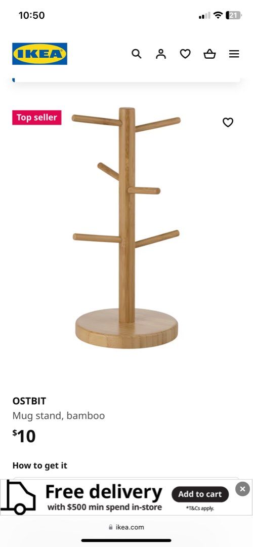 IKEA OSTBIT Mug stand, bamboo, Furniture & Home Living, Kitchenware ...