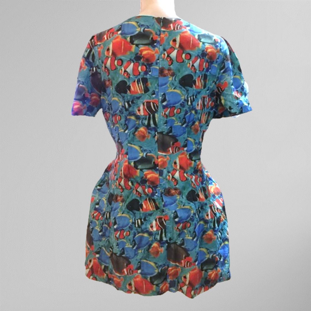 KaroLin Aquarium Mini Dress Vaporwave Aesthetic Blue Orange Fish Ocean ...