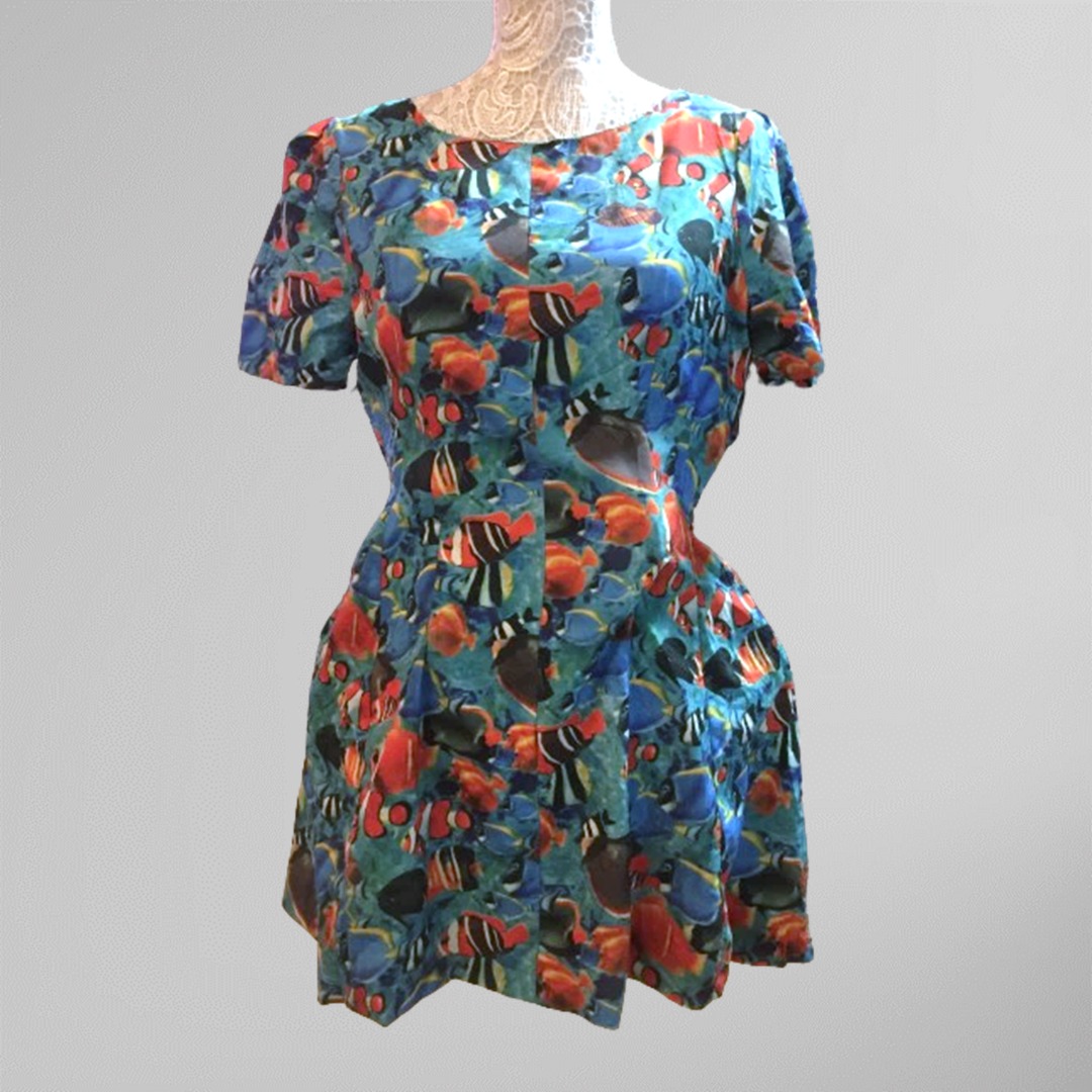 KaroLin Aquarium Mini Dress Vaporwave Aesthetic Blue Orange Fish Ocean ...