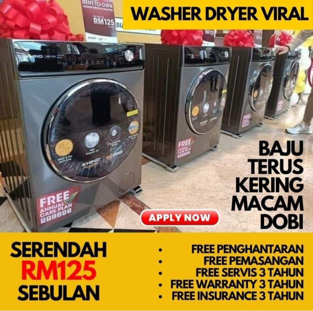 Khind Washer Dryer Mesin Basuh Pengering Dobi Rumah, TV & Home ...