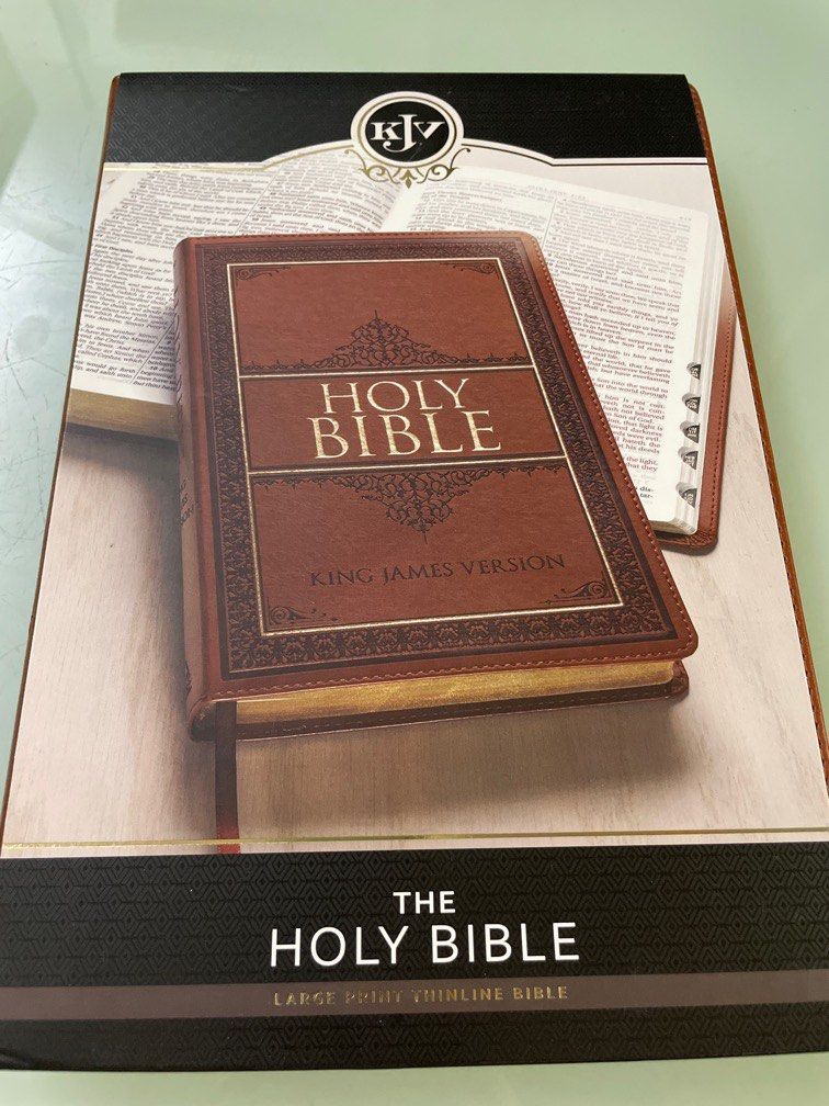 KJV Large Print Thinline Bible, Tan, Thumb Indexed, Hobbies & Toys ...