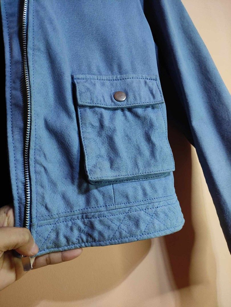 MANGO LEATHER JACKET PALE BLUE, Women's Fashion, Coats, Jackets and ...