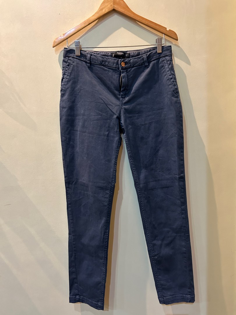 Mango Navy Blue Chinos, Men's Fashion, Bottoms, Chinos on Carousell
