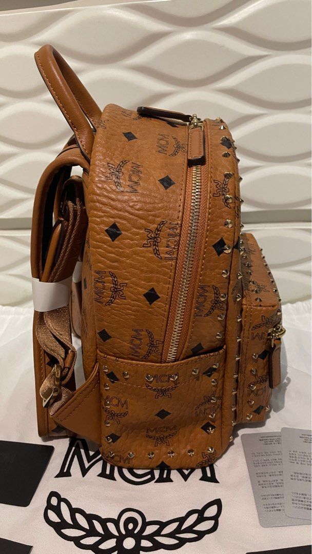 MCM STARK BACKPACK IN STUDDED OUTLINE VISETOS, Luxury, Bags & Wallets ...