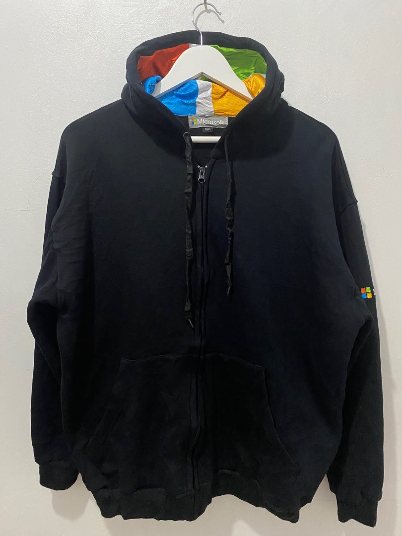 Microsoft Black USA Tech Zip Up Hoodie, Men's Fashion, Coats, Jackets ...