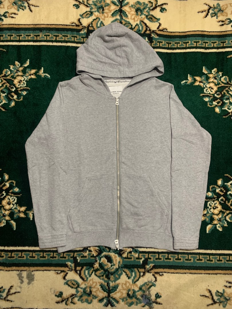 Number Nine Double Zip Blank Grey Hoodie, Men's Fashion, Coats, Jackets ...