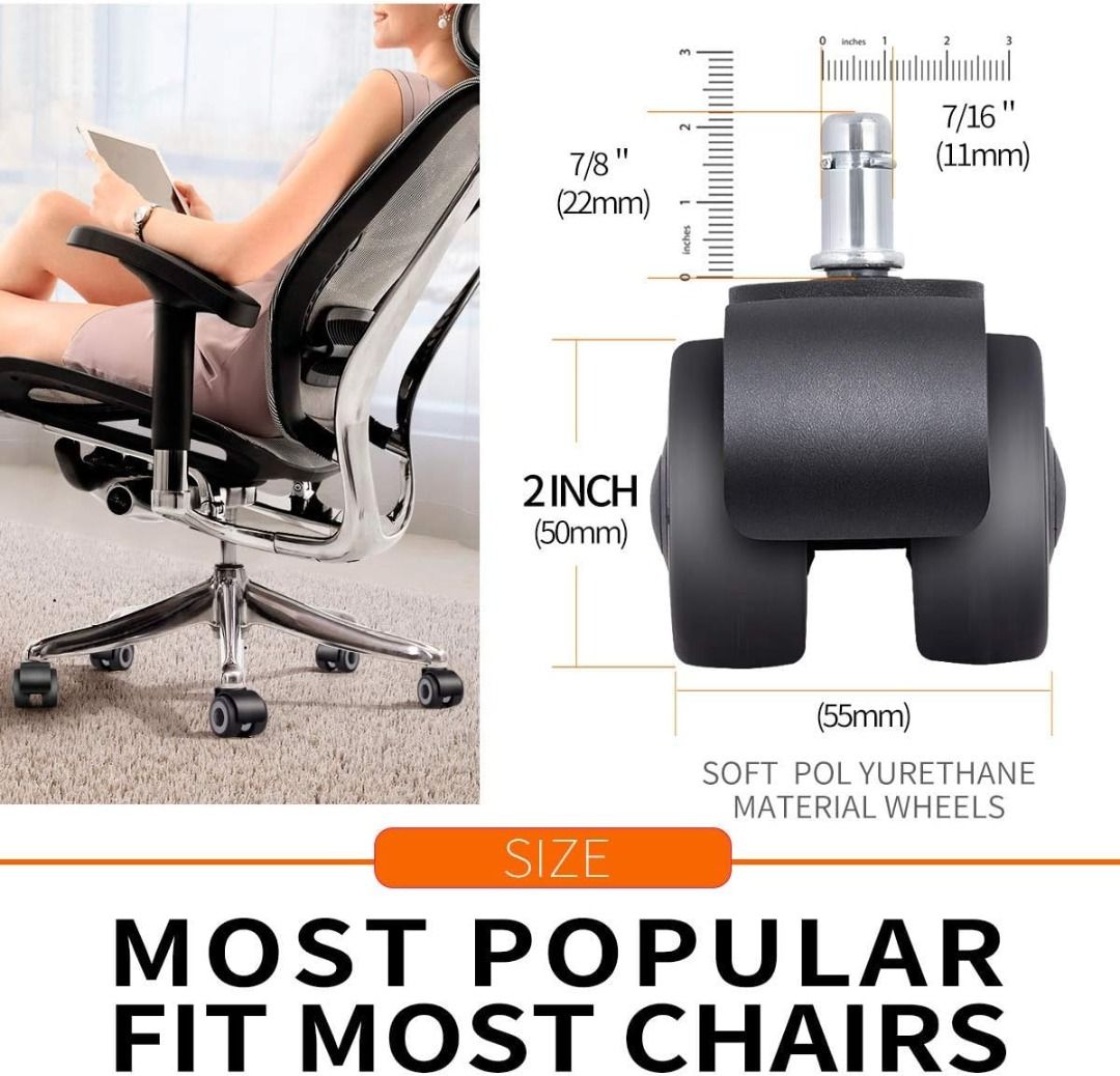 Office/Home Chair Wheels - Chair Wheels Set of 5pcs for Office Chair ...