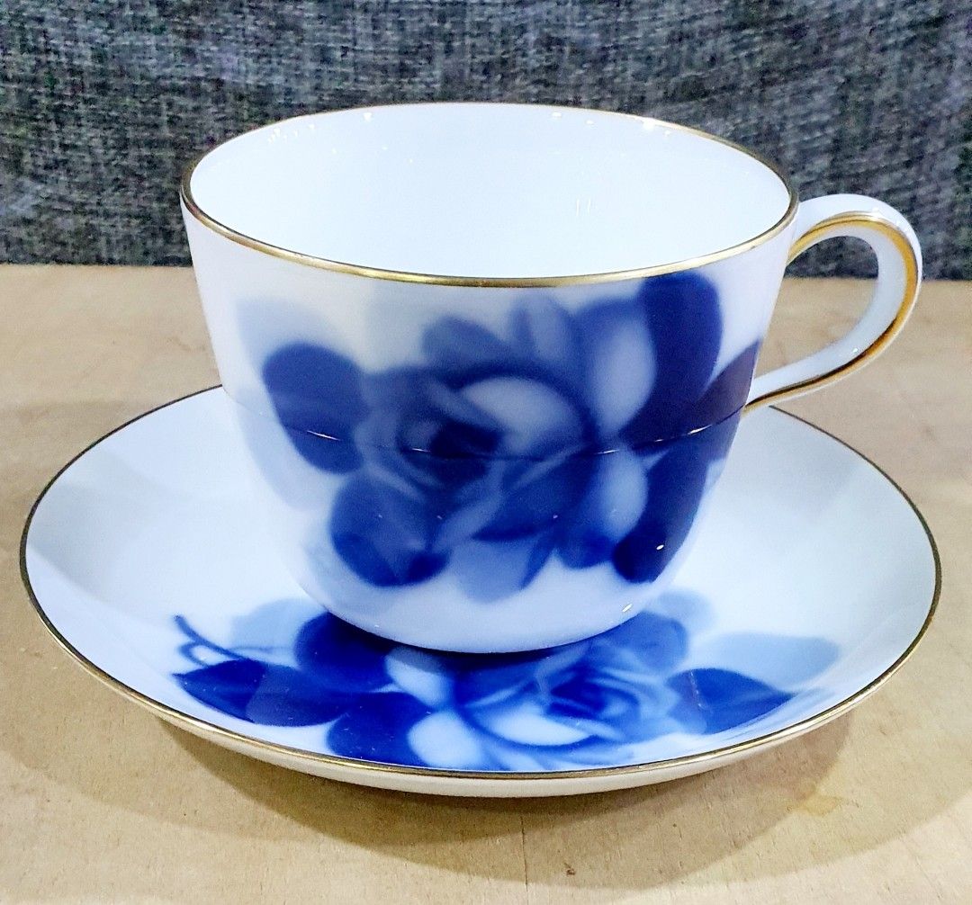 Okura Blue Rose cup and saucer, Furniture & Home Living, Kitchenware ...