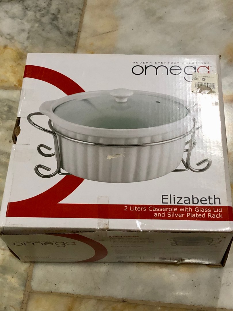 Omega Houseware Elizabeth Round Ceramic Casserole with Lid, Furniture ...