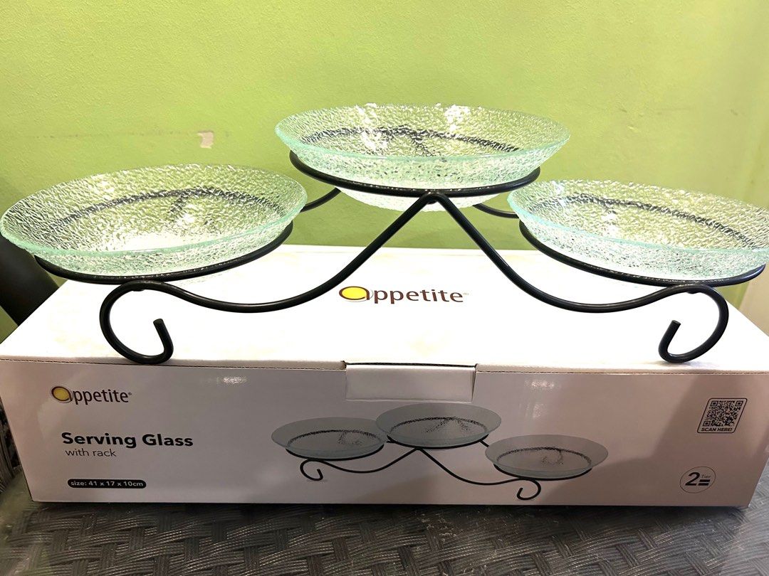 Oppetite serving glass with rack, Furniture & Home Living, Kitchenware ...