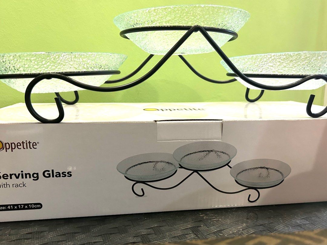 Oppetite serving glass with rack, Furniture & Home Living, Kitchenware ...
