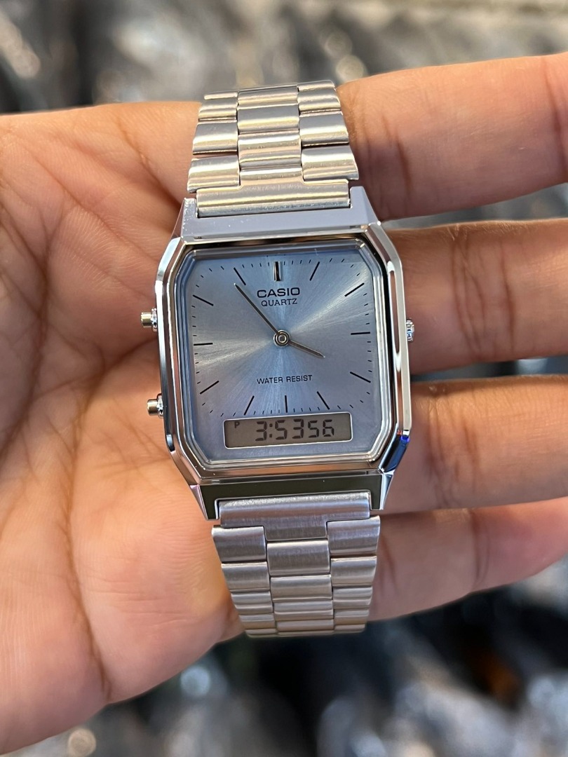 ORIGINAL CASIO Analog Digital Sky-Blue Dial Watch AQ-230A-7A1M, Men's ...