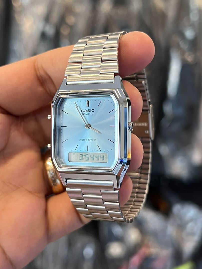 ORIGINAL CASIO Analog Digital Sky-Blue Dial Watch AQ-230A-7A1M, Men's ...