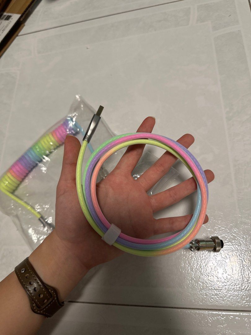 Pastel Rainbow Mechanical Keyboard Aviator Cord Charging cable ...