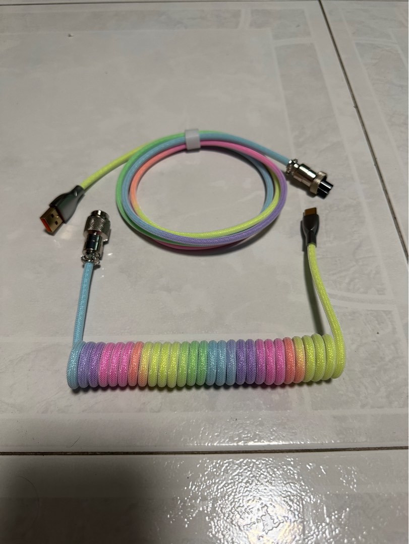 Pastel Rainbow Mechanical Keyboard Aviator Cord Charging cable ...