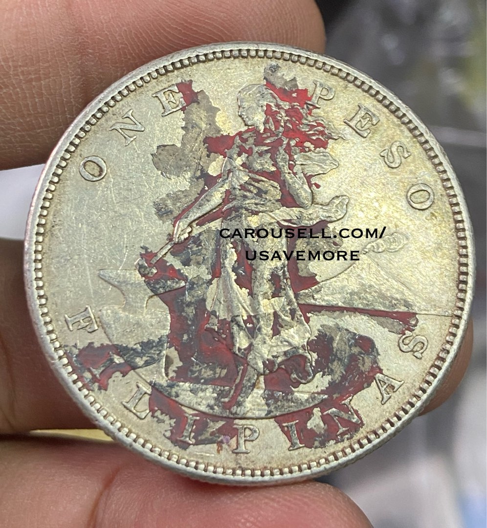 Rare AU 1903s Repunched 1 with Chinese Marking USPI One Peso Silver ...