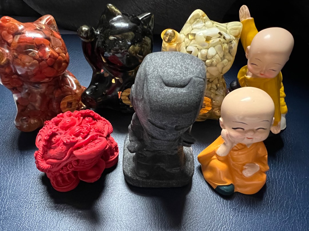 Resin Cat (quartz/stone), obsidian Ironman, toad, monk, Women's Fashion ...