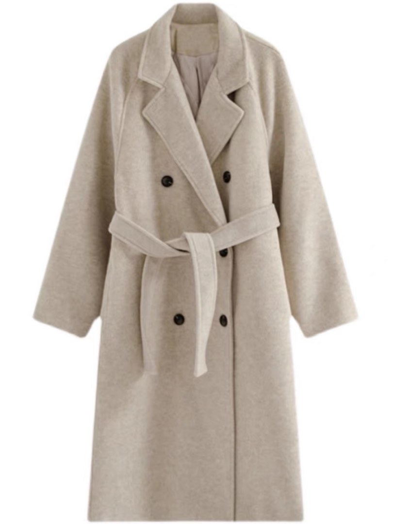 (S) Long Trench Coat in Oat/ Sand/ Nude/ Oatmeal, Women's Fashion ...