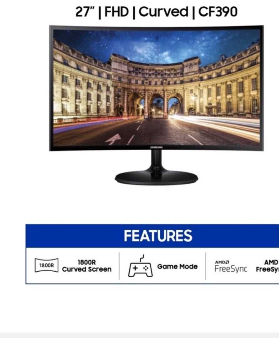 Samsung 27 essential curved monitor CF390, Computers & Tech, Desktops ...