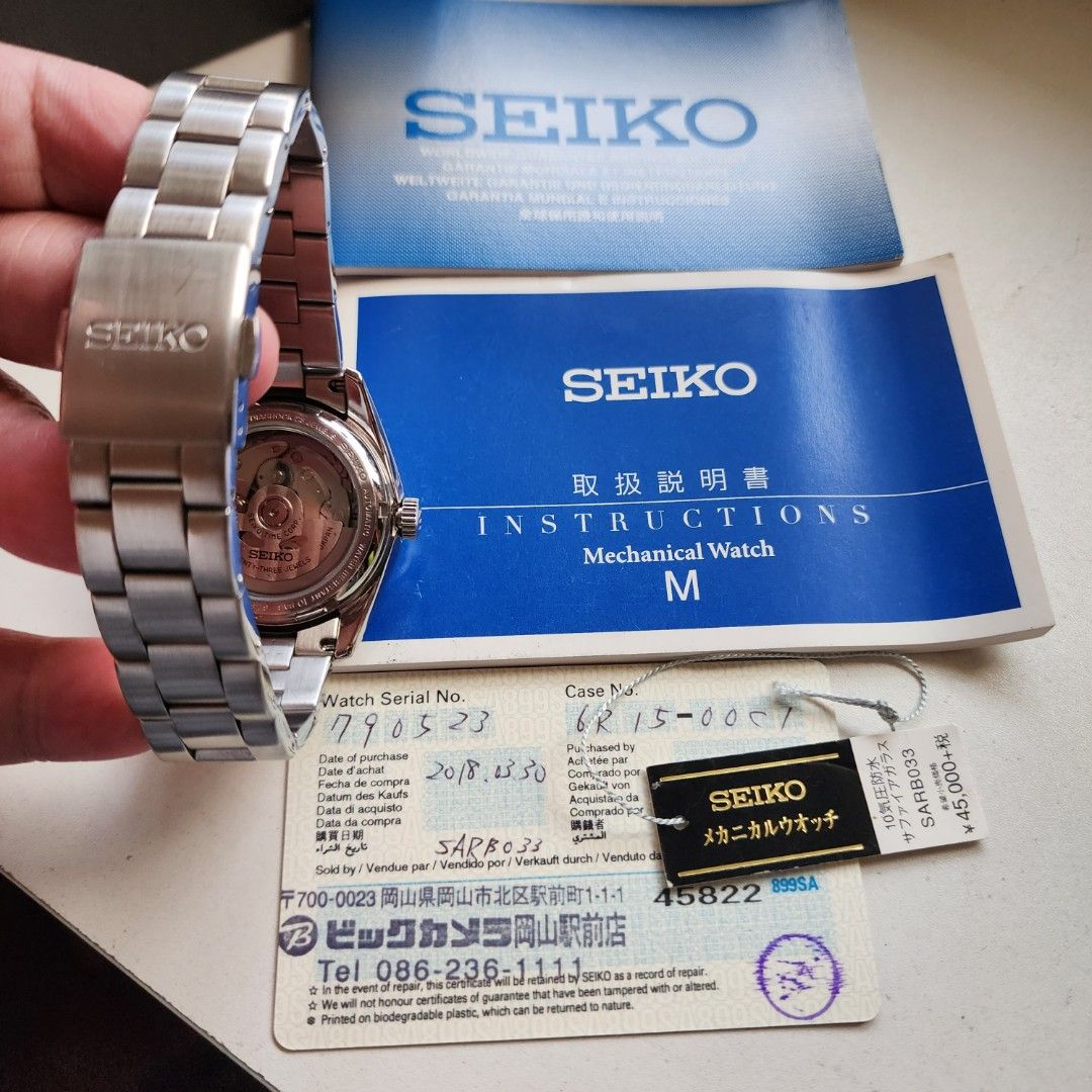 Seiko SARB033 Sapphire Crystal 38mm, Men's Fashion, Watches ...