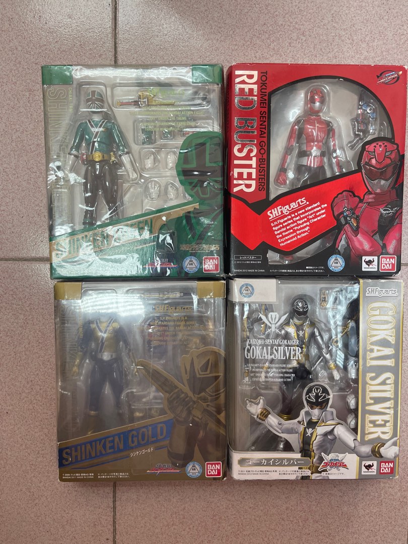 《清貨價》SHF 戰隊4盒 Gokai silver / red buster /shinken green gold, 興趣及遊戲, 玩具 ...