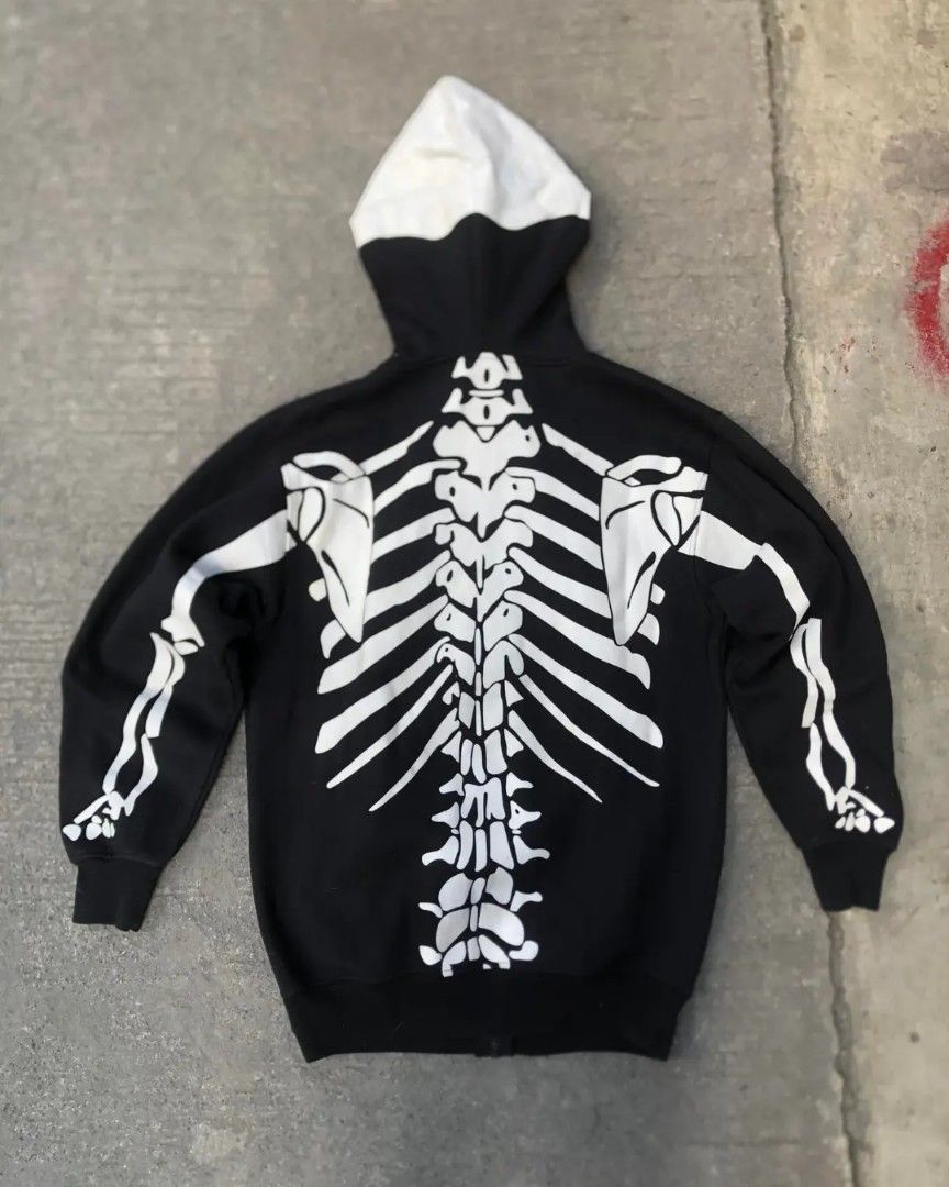 Smx Skeleton full zip y2k grunge emo goth, Men's Fashion, Tops & Sets ...