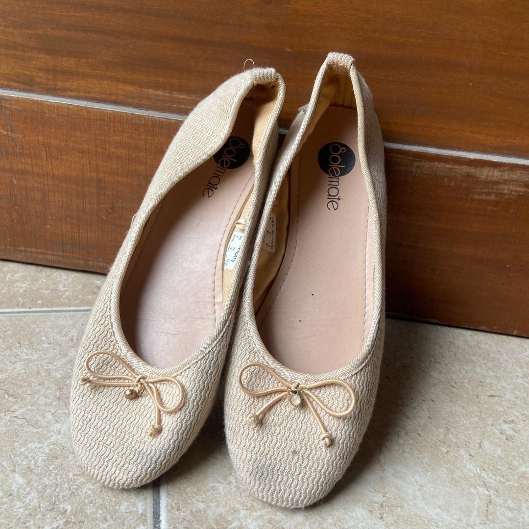 SOLEMATE Women Beige Ballet Ballerina Flats, Women's Fashion, Footwear ...