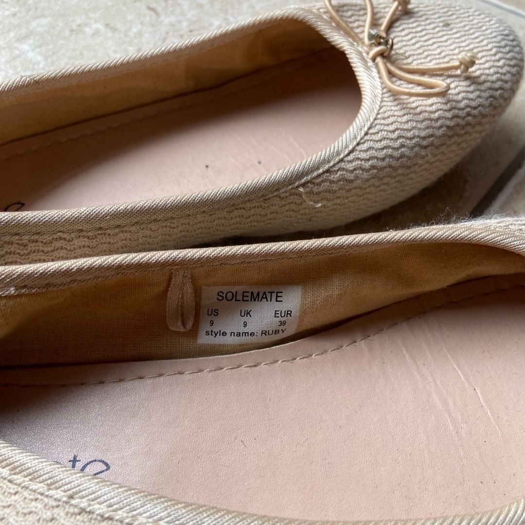 SOLEMATE Women Beige Ballet Ballerina Flats, Women's Fashion, Footwear ...