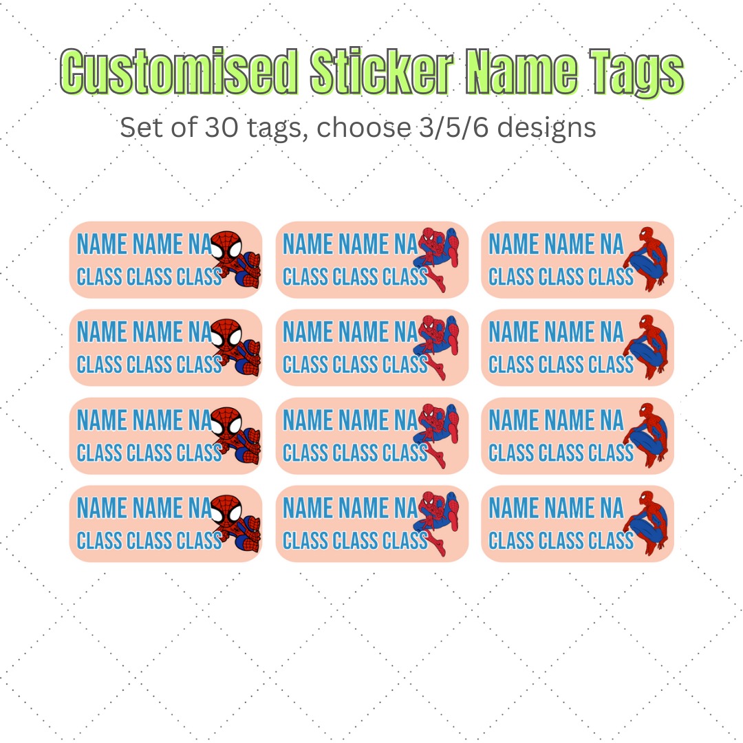 [Spiderman] Customised Sticker Name Tags / Labels, Hobbies & Toys ...