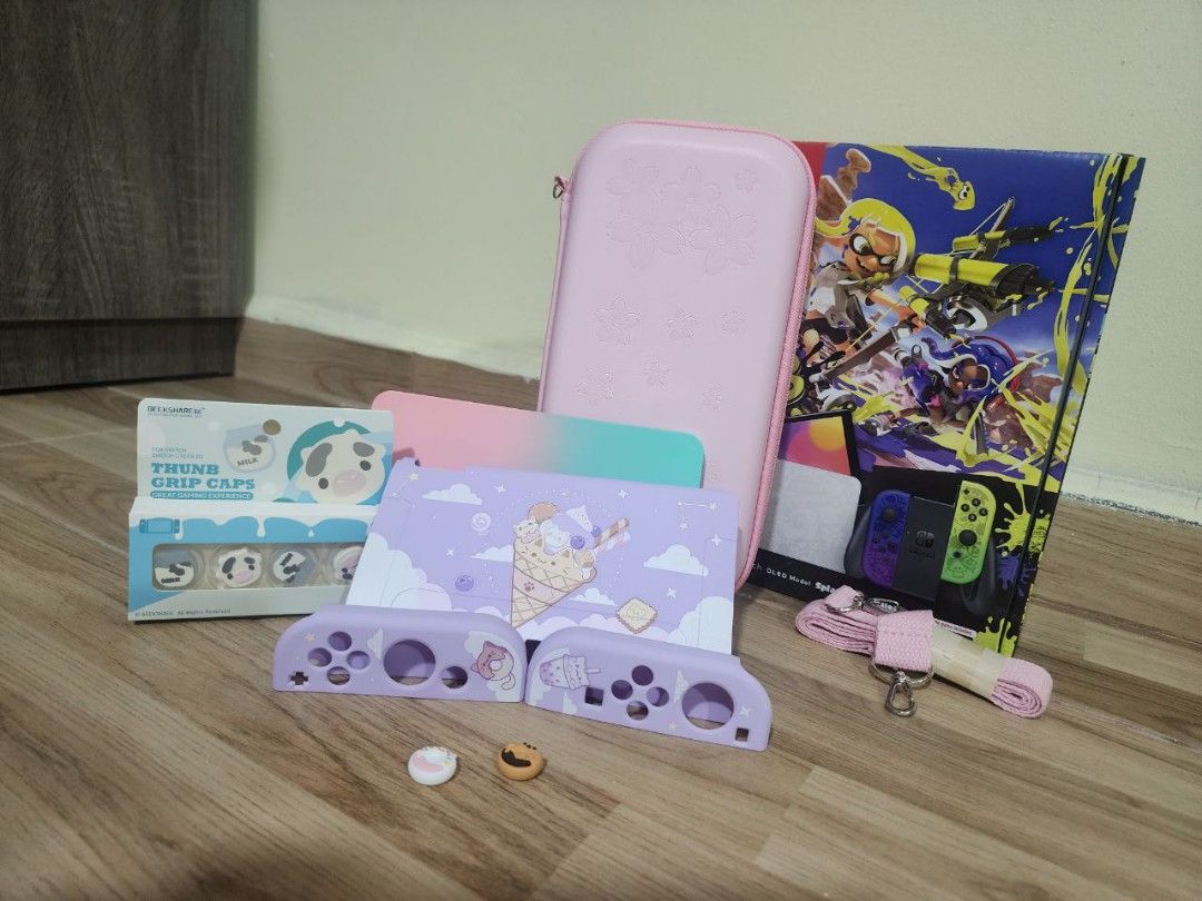 Splatoon themed OLED Nintendo Switch, Video Gaming, Video Games ...
