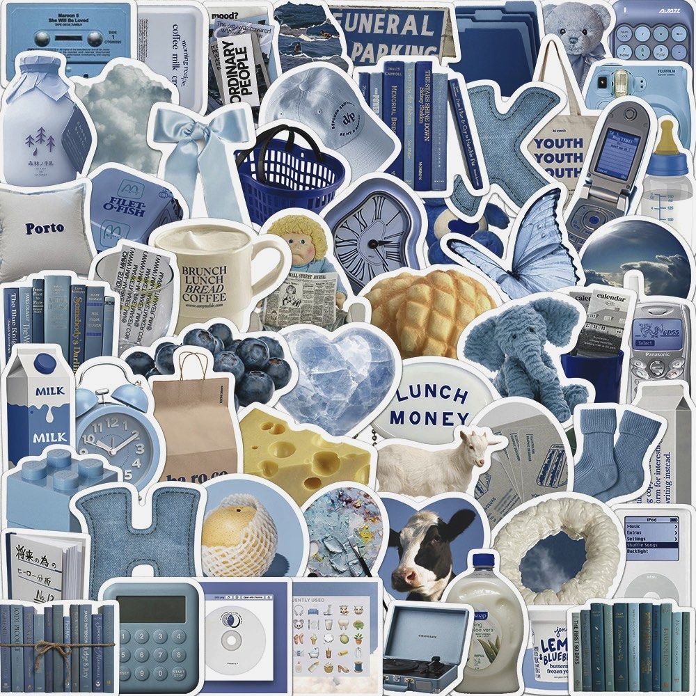 Sticker pack - blue aesthetic stickers, Hobbies & Toys, Stationary & Craft, Stationery & School ...