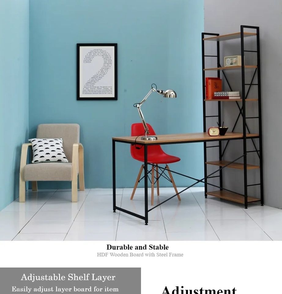 Study table with adjustable shelves in black, Furniture & Home Living, Furniture, Tables & Sets ...