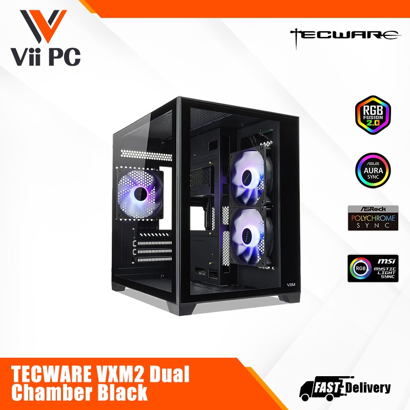 TECWARE VXM2 MATX DUAL GLASS CASE WITH 3 ARGB SYNC FANS, Computers ...