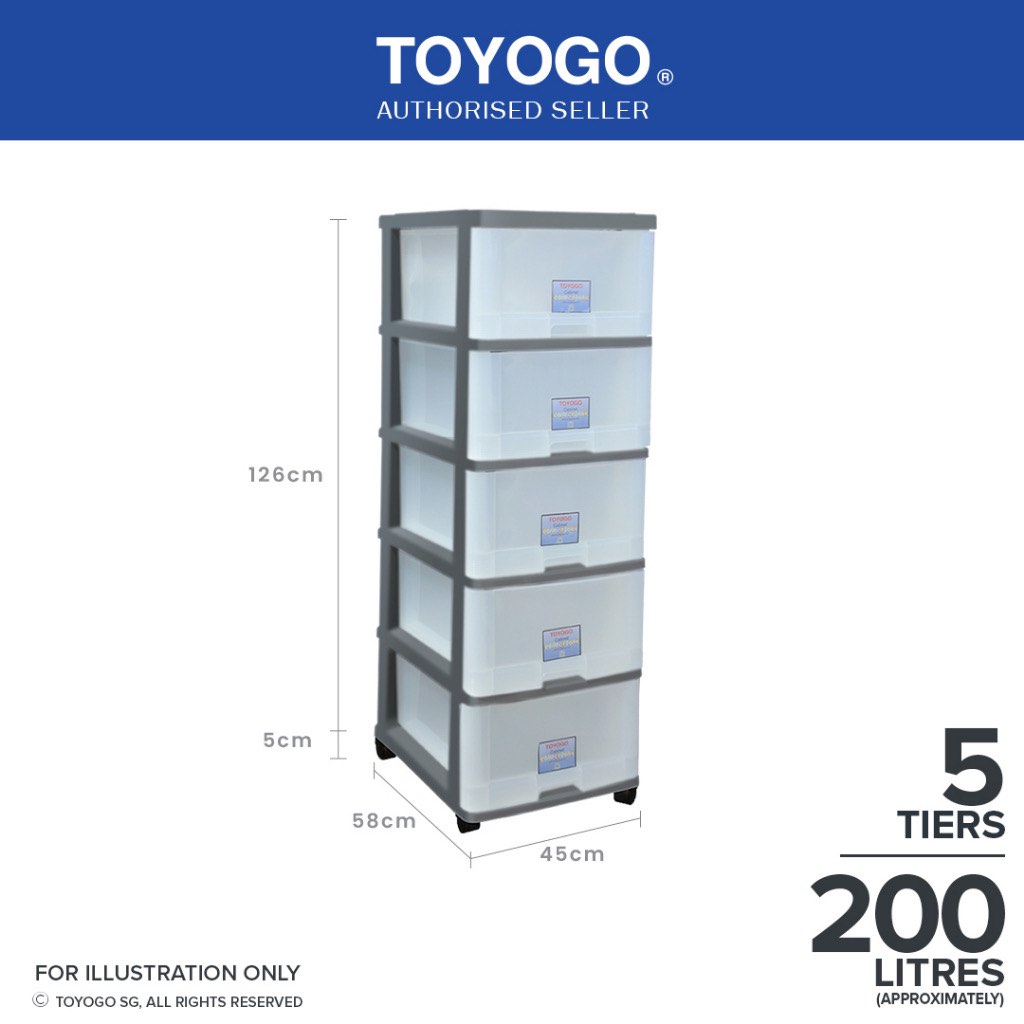 Toyogo 807-5 Plastic Storage Cabinet / Drawer With Wheels Storage ...