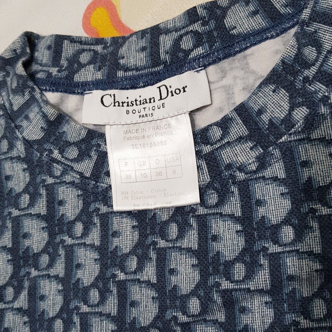 Vintage Christian Dior Blue White Trotter Monogram Shirt, Women's ...