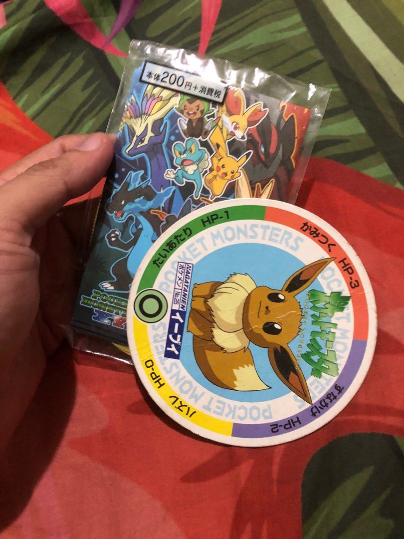 Vintage eevee pocket monster large pog and pokemon xy lucky stationary ...