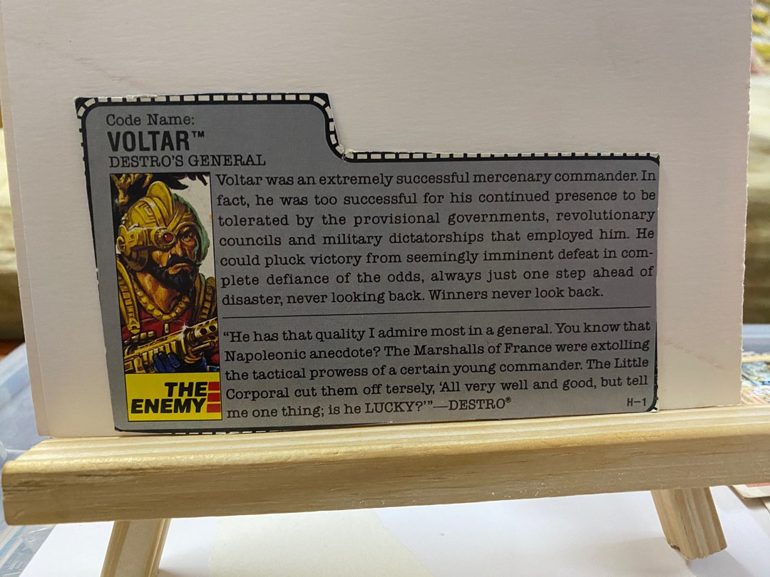 Voltar 1988 File Card GI Joe Vintage DC G.I. for figures, Hobbies ...