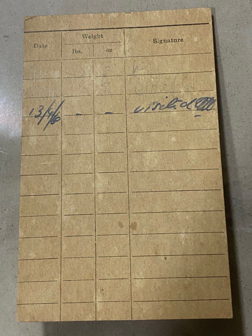 1959 Old Singapore City Council Maternal and Child Welfare Clinic Card ...