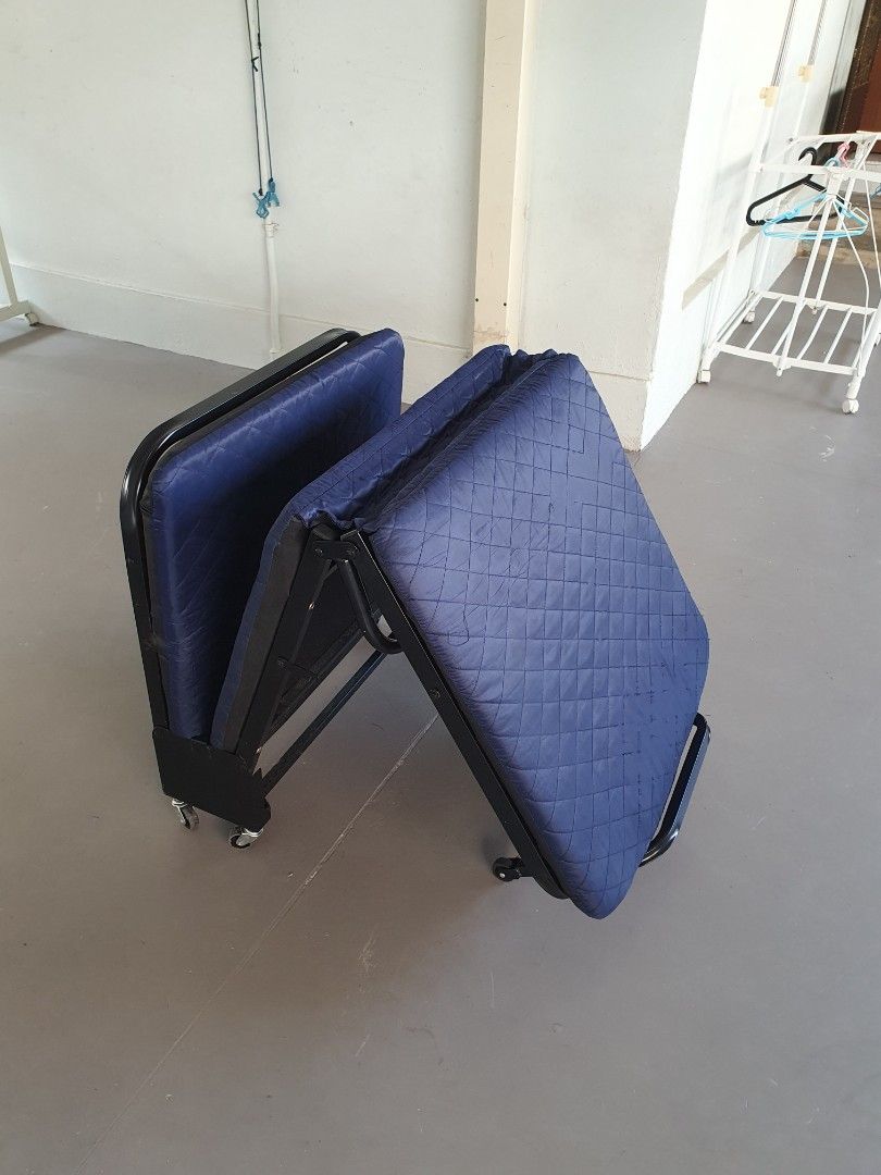 3 Fold single bed with padding, Furniture & Home Living, Furniture, Bed ...