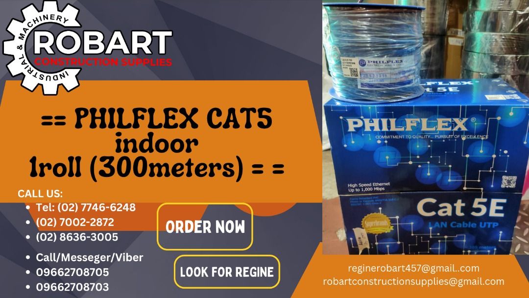== PHILFLEX CAT5 indoor 1roll (300meters) = =, Commercial & Industrial ...