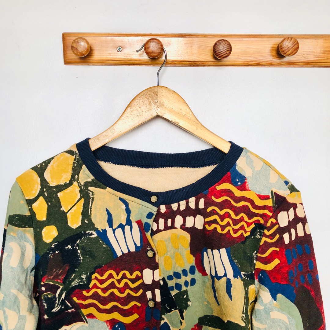 Acrylic paint jacket/ Abstract painting/ oil pastel jacket/ vintage ...